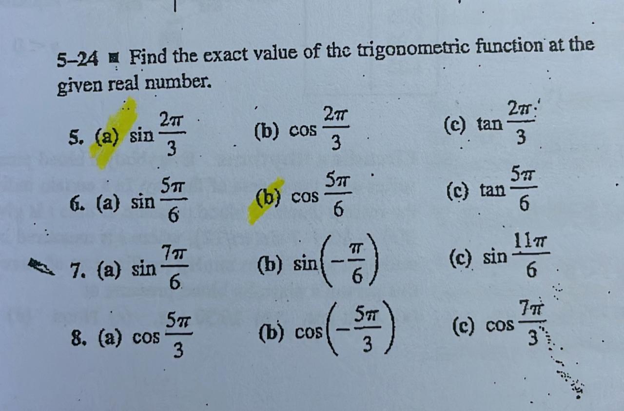 Solved 5−24 Find the exact value of the trigonometric | Chegg.com