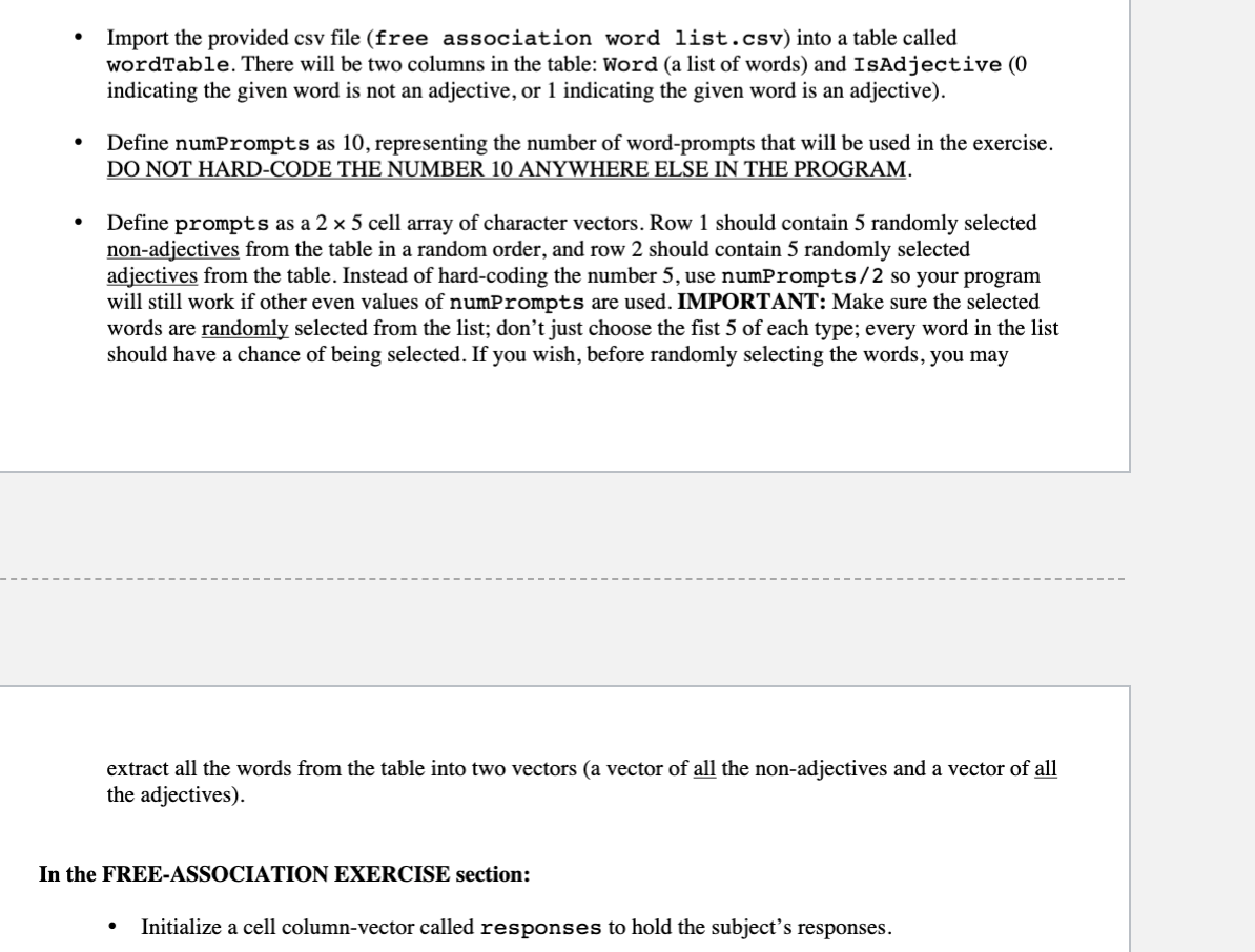 - Import the provided csv file (free association word | Chegg.com