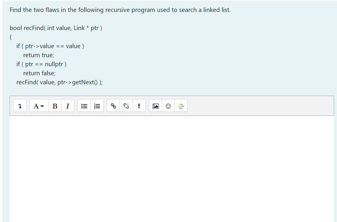 Solved Find the two flaws in the following recursive program | Chegg.com