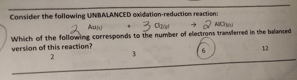 Solved Consider the following UNBALANCED oxidation-reduction | Chegg.com