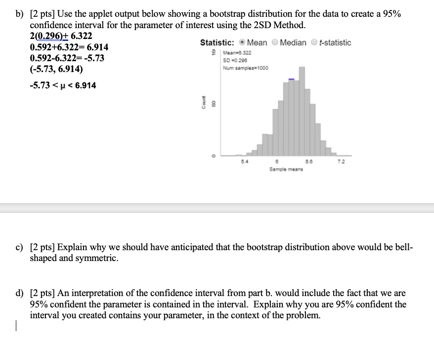 Solved b) [2 pts] Use the applet output below showing a | Chegg.com