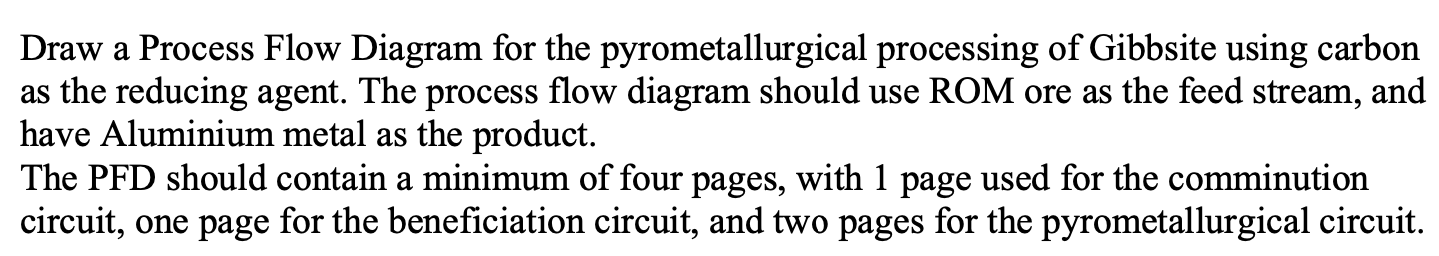Draw a Process Flow Diagram for the pyrometallurgical | Chegg.com