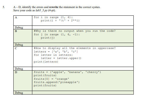 Solved A - D. identifv the errors and rewrite the statement | Chegg.com