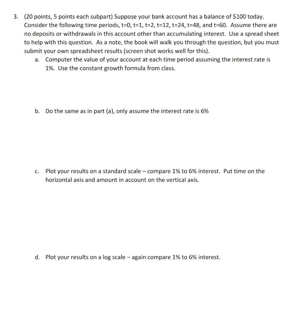 Solved 3. (20 points, 5 points each subpart) Suppose your | Chegg.com