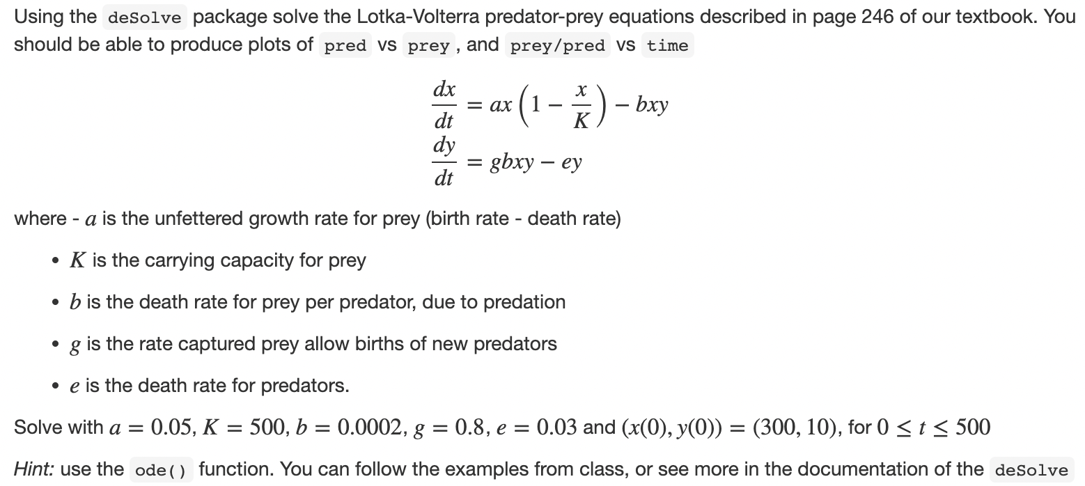 Solved Using the deSolve package solve the Lotka-Volterra | Chegg.com