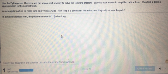Solved Use the Pythagorean Theorem and the square root | Chegg.com