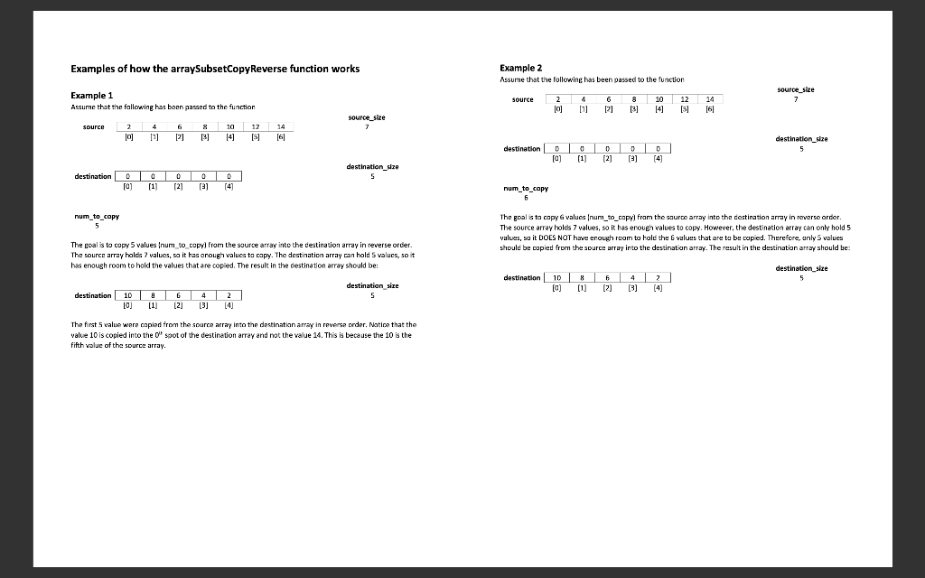 Solved Subset Array Copy Reverse Overview For This Daily 1371