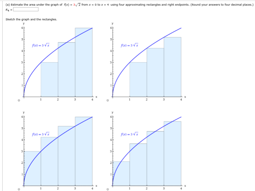 Solved (a) Estimate the area under the graph of f(x) = 3 x | Chegg.com