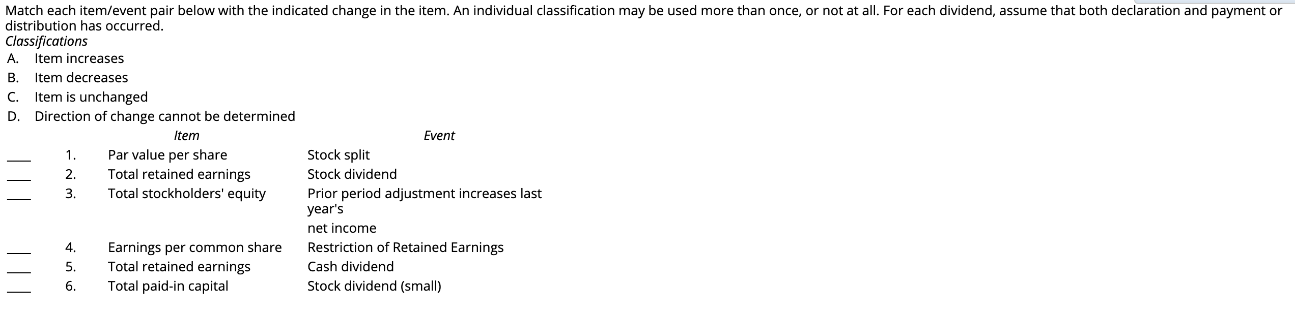 Solved Match each item/event pair below with the indicated | Chegg.com