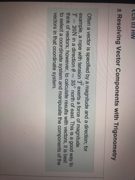 Solved Ch 03 HW t Resolving Vector Components with | Chegg.com