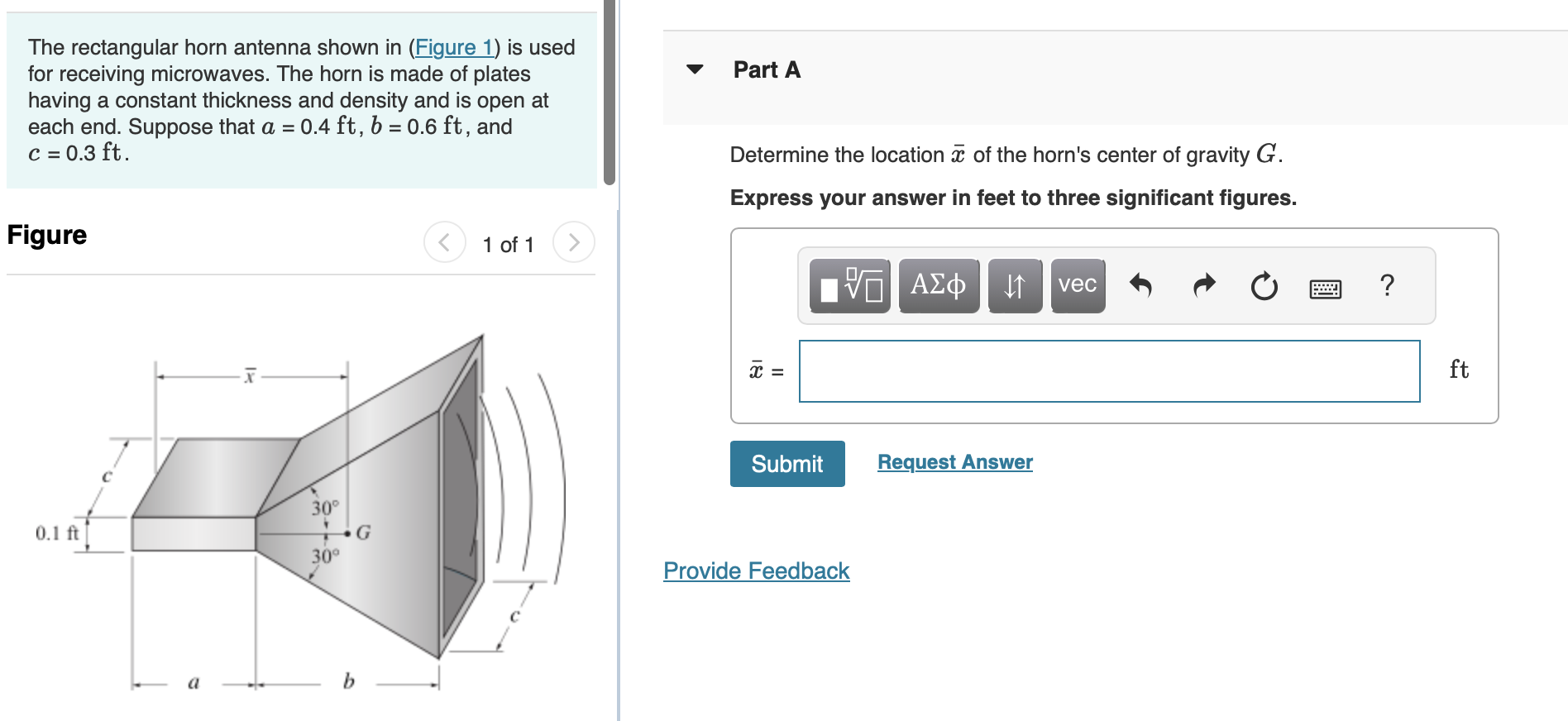 Solved The rectangular horn antenna shown in is used for | Chegg.com