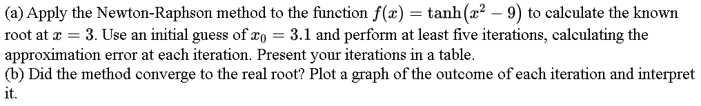 Solved (a) Apply the Newton-Raphson method to the function | Chegg.com