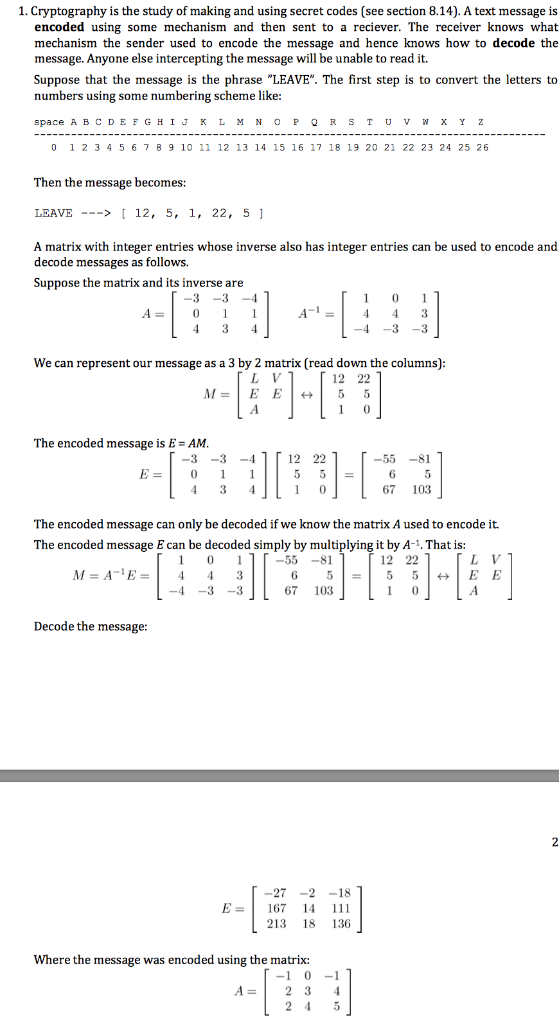 Solved 1. Cryptography is the study of making and using | Chegg.com