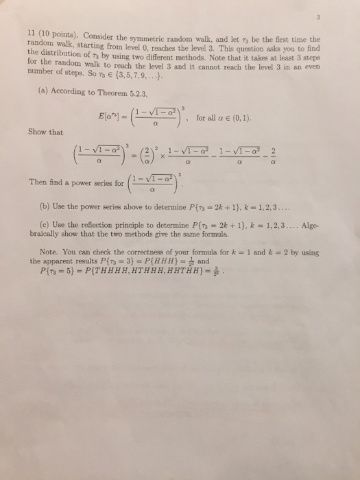 Solved 11 (10 points). Consider the symmetric random walk, | Chegg.com