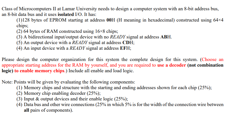 Solved Class Of Microcomputers Ii At Lamar University Needs 
