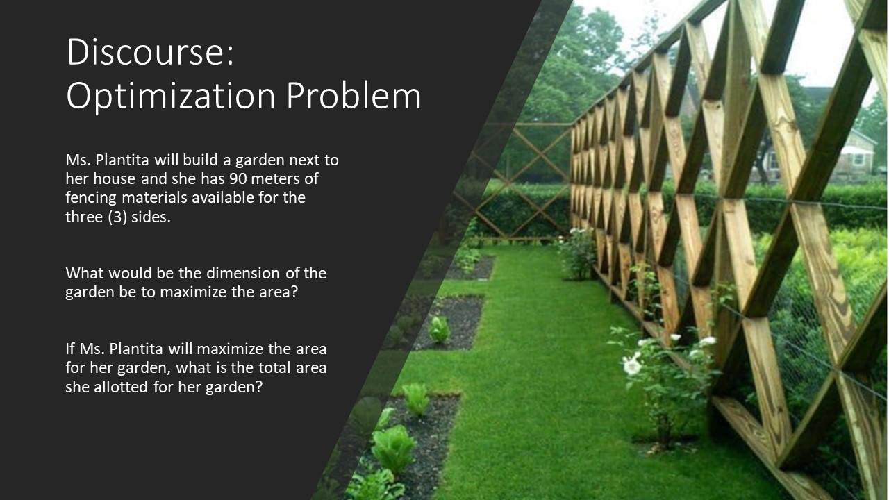 Solved Discourse: Optimization Problem Ms. Plantita will | Chegg.com