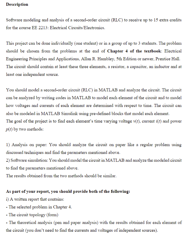 Solved please help DescriptionSoftware modeling and analysis | Chegg.com