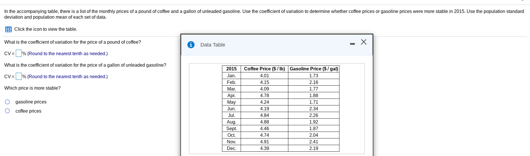 Solved In the accompanying table, there is a list of the | Chegg.com
