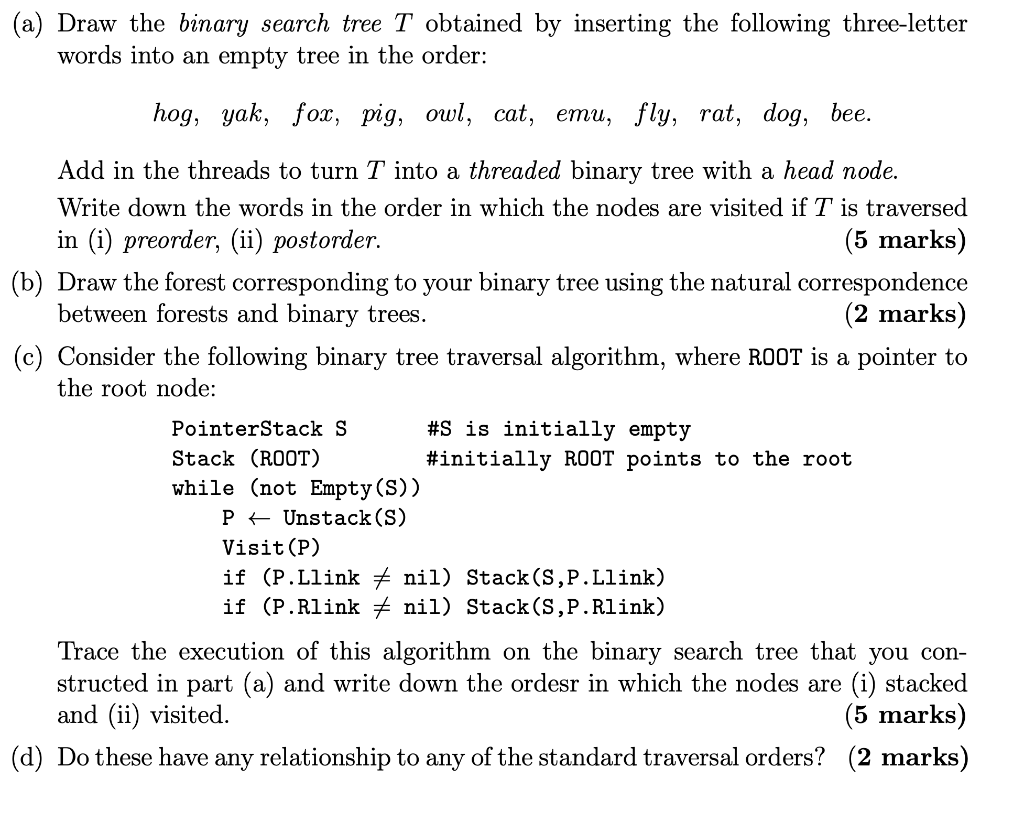 Solved (a) Draw the binary search tree T obtained by | Chegg.com