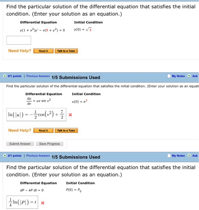 Solved Find the particular solution of the differential | Chegg.com