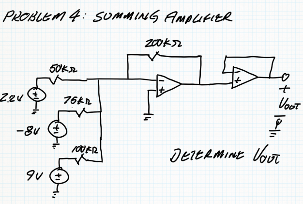 Solved PROBLEM 4: SUMMINGG AMPLFLER | Chegg.com