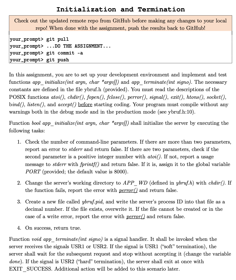 Initialization and Termination Check out the updated | Chegg.com