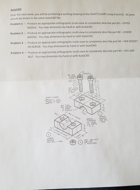 Solved AutoCAD over the next week, you will be producing a | Chegg.com