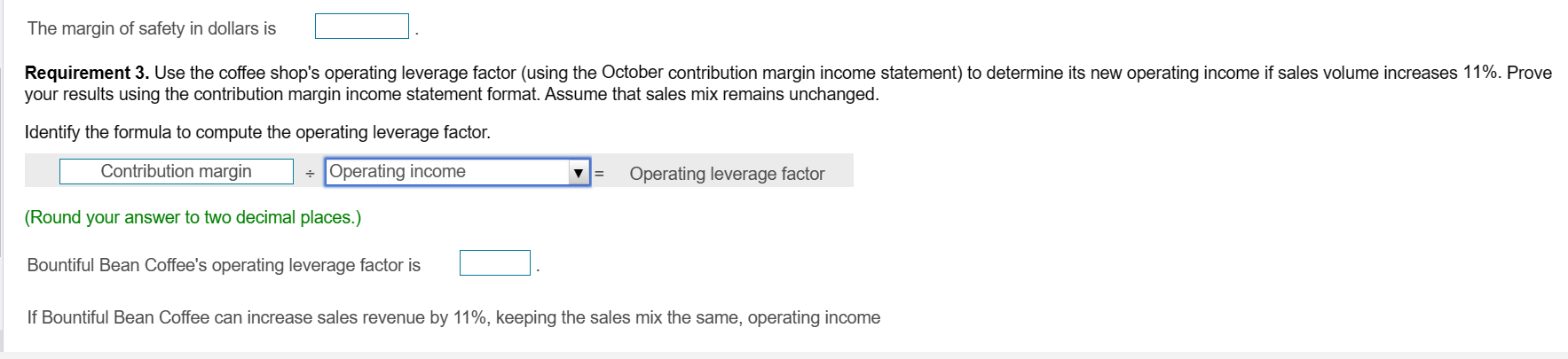 Solved Requirements 1. Determine the coffee shop's monthly | Chegg.com