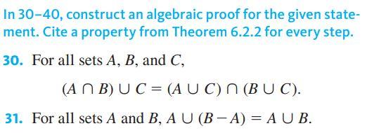 Solved In 30-40, construct an algebraic proof for the given | Chegg.com