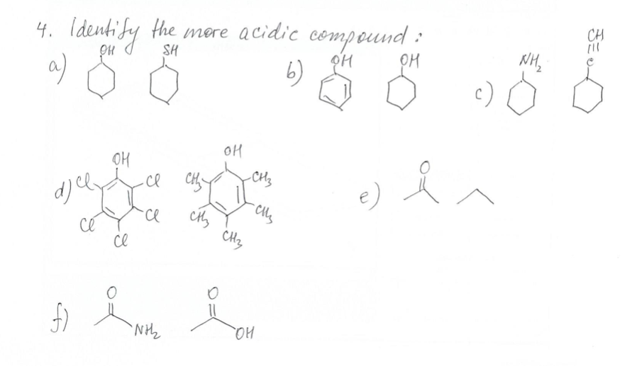 Solved CH 4. Identify the more acidic compound: a) OH NH, OH | Chegg.com