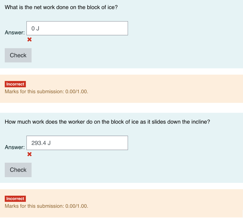 Solved A 32 kg block of ice slides down a frictionless | Chegg.com