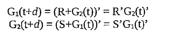 Solved = Gi(t+d) = (R+G2(t) = R'Gz(t)' G2(t+d) = (S+Gi(t)) = | Chegg.com