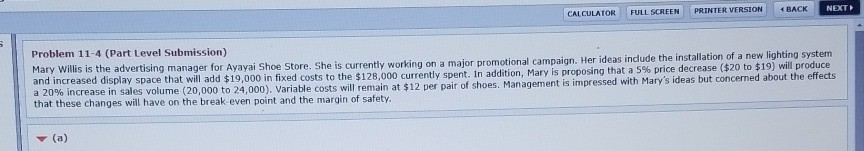 Solved CALCULATOR FULL SCREEN PRINTER VERSION BACK NEXT | Chegg.com
