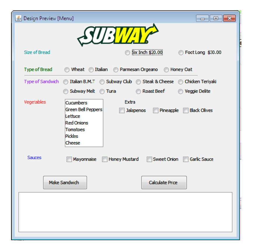 Solved Design Preview [Menu] х SUBWAY Size of Bread Six Inch | Chegg.com
