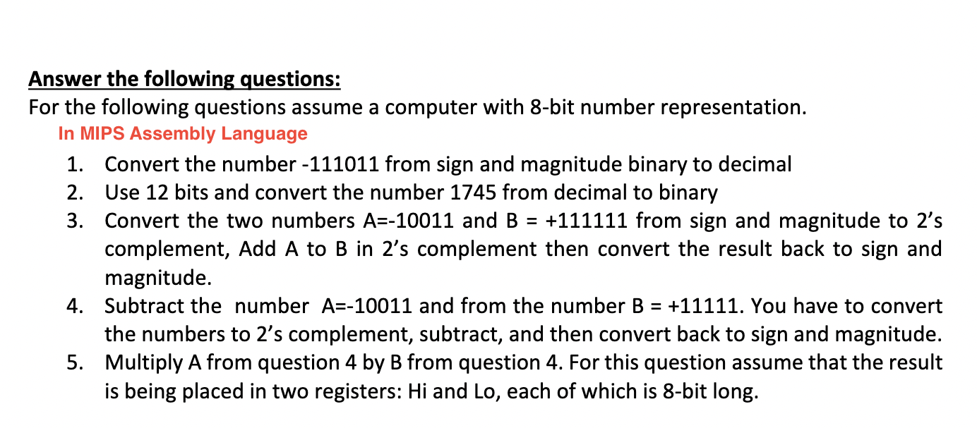 Solved Answer The Following Questions For The Following Chegg