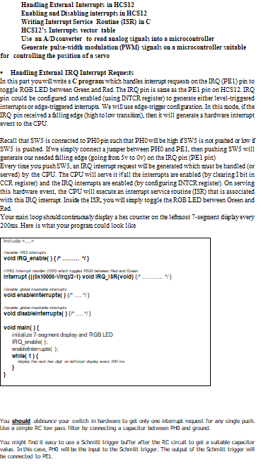 Solved Enabling and Disabling interrupts in HCS12 Writing | Chegg.com