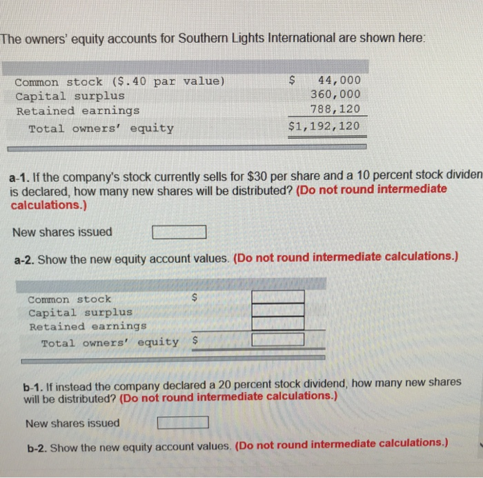 Solved The owners' equity accounts for Southern Lights | Chegg.com