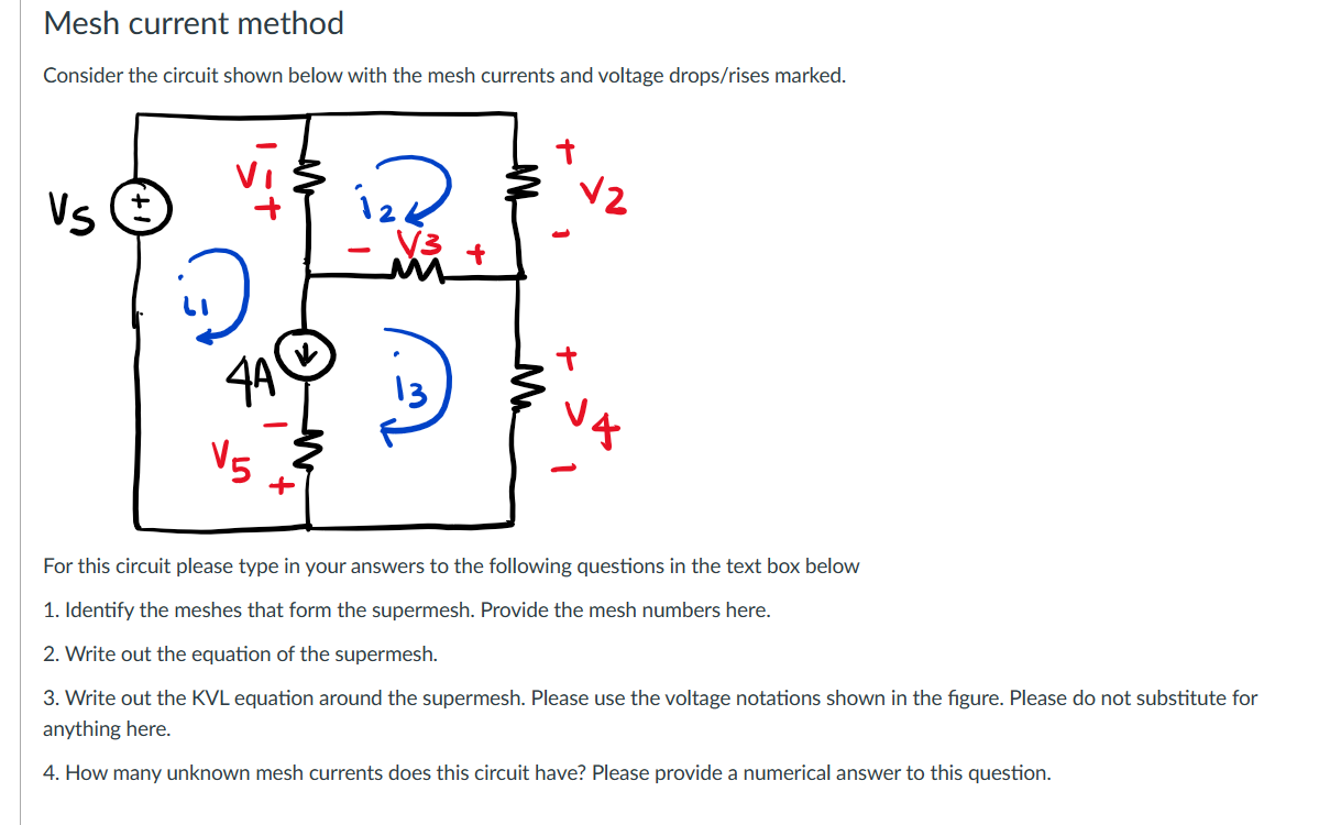 Solved Mesh current method Consider the circuit shown below | Chegg.com