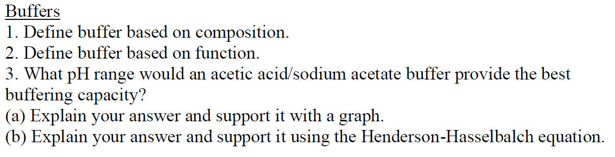 Solved Buffers 1. Define buffer based on composition. 2. | Chegg.com