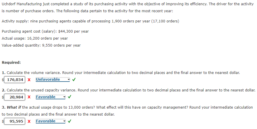 Solved Uchdorf Manufacturing just completed a study of its | Chegg.com
