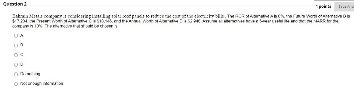 Solved Question 2 4 points Save Ans! Bahrain Metals company | Chegg.com
