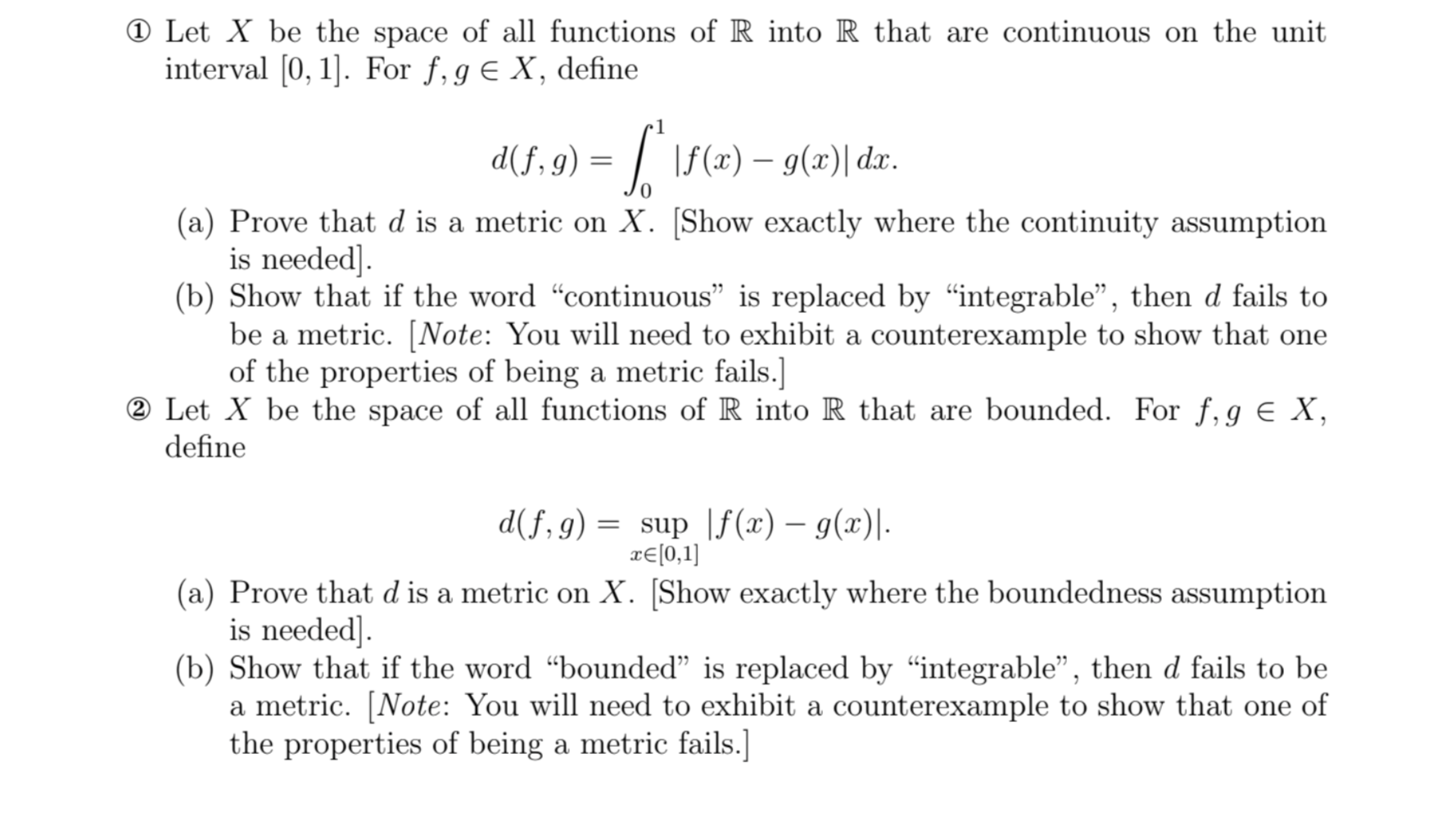 Solved 1) Let X be the space of all functions of R into R | Chegg.com