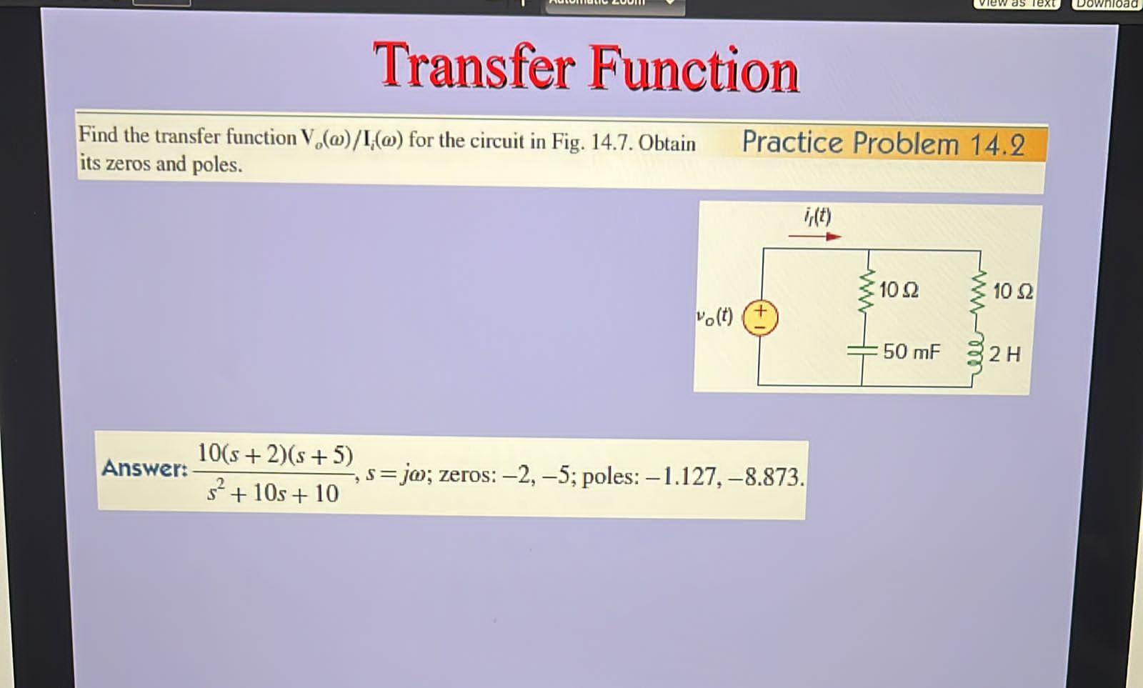 Solved Transfer Function Find the transfer function | Chegg.com