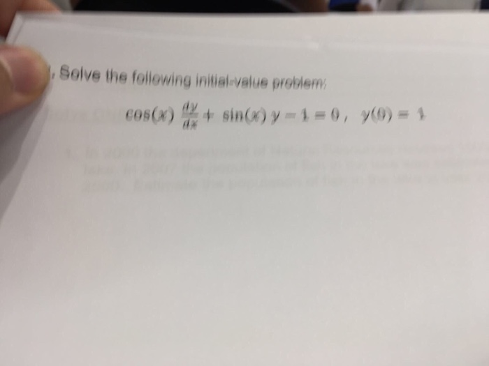 Solved Solve The Following Initial value Problem Cos x Chegg