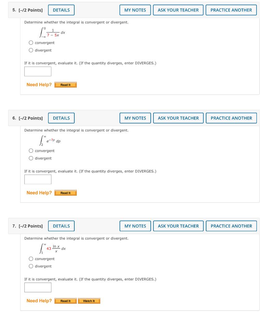 Solved Determine whether the integral is convergent or | Chegg.com