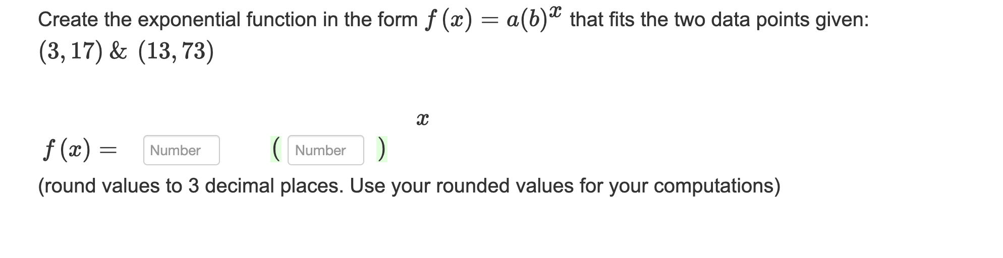 Solved Create the exponential function in the form | Chegg.com
