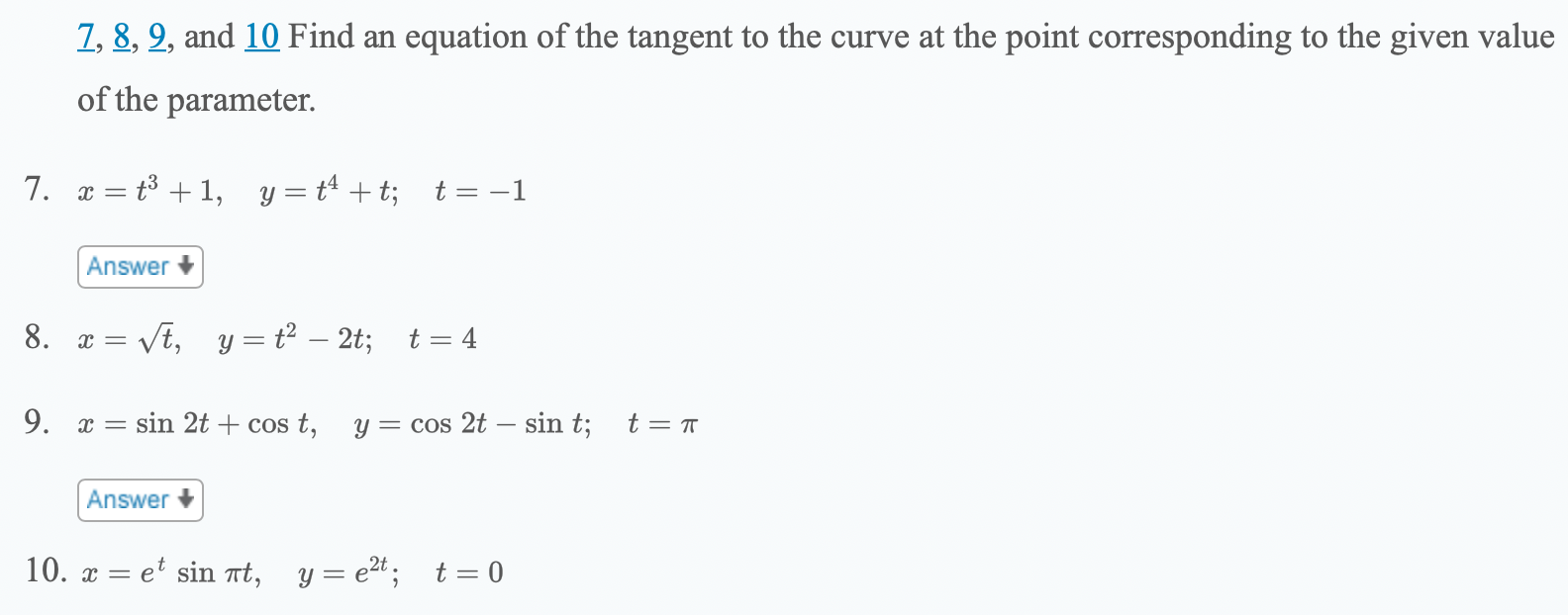 Solved 7,8,9, and 10 Find an equation of the tangent to the | Chegg.com