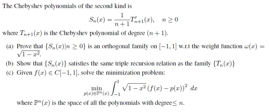 Solved The Chebyshev polynomials of the second kind is | Chegg.com