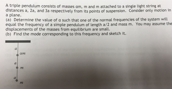 Solved A triple pendulum consists of masses am, m and m | Chegg.com