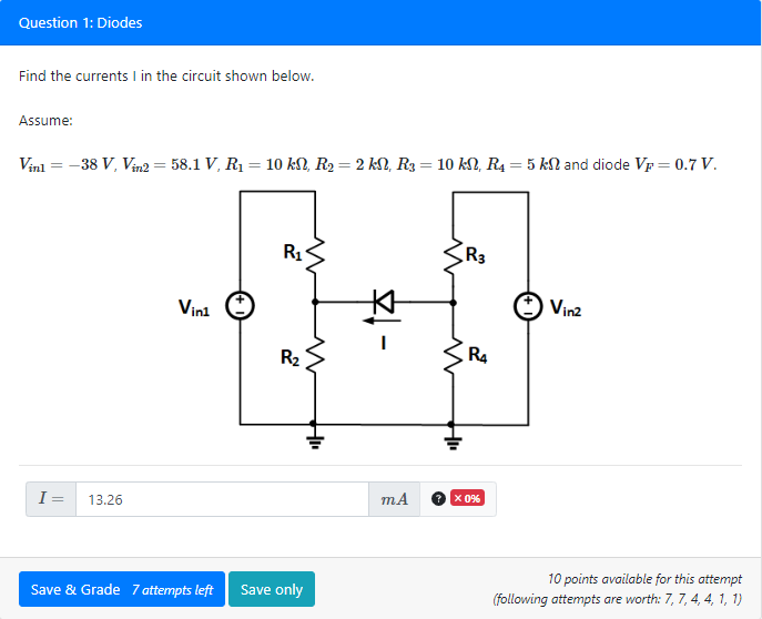 Solved Find the currents I in the circuit shown below. | Chegg.com